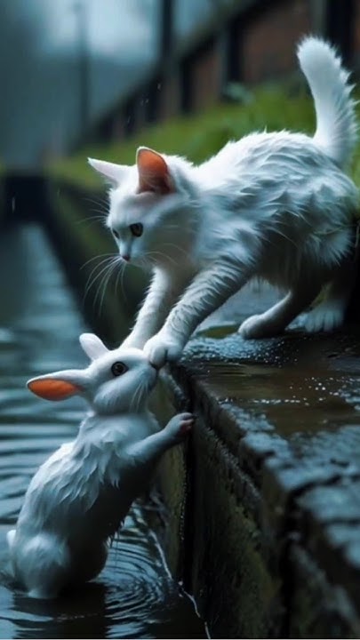 Cat helps rabbit #story ##funny #pug #cute #rescue #cuteanimals #cat #catshorts - YouTube