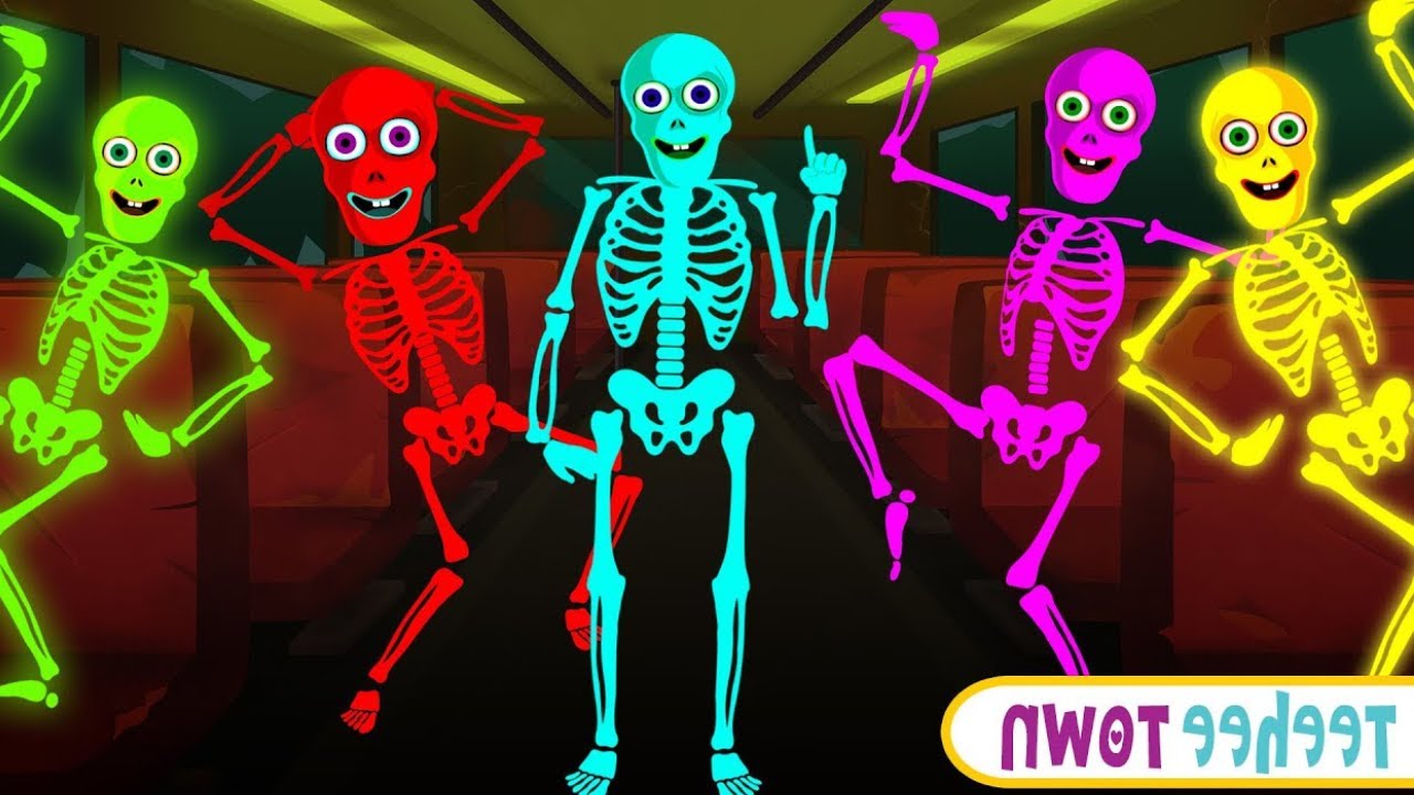 Wheels On The Bus With Five Skeletons + Spooky Scary Skeletons Songs By ...