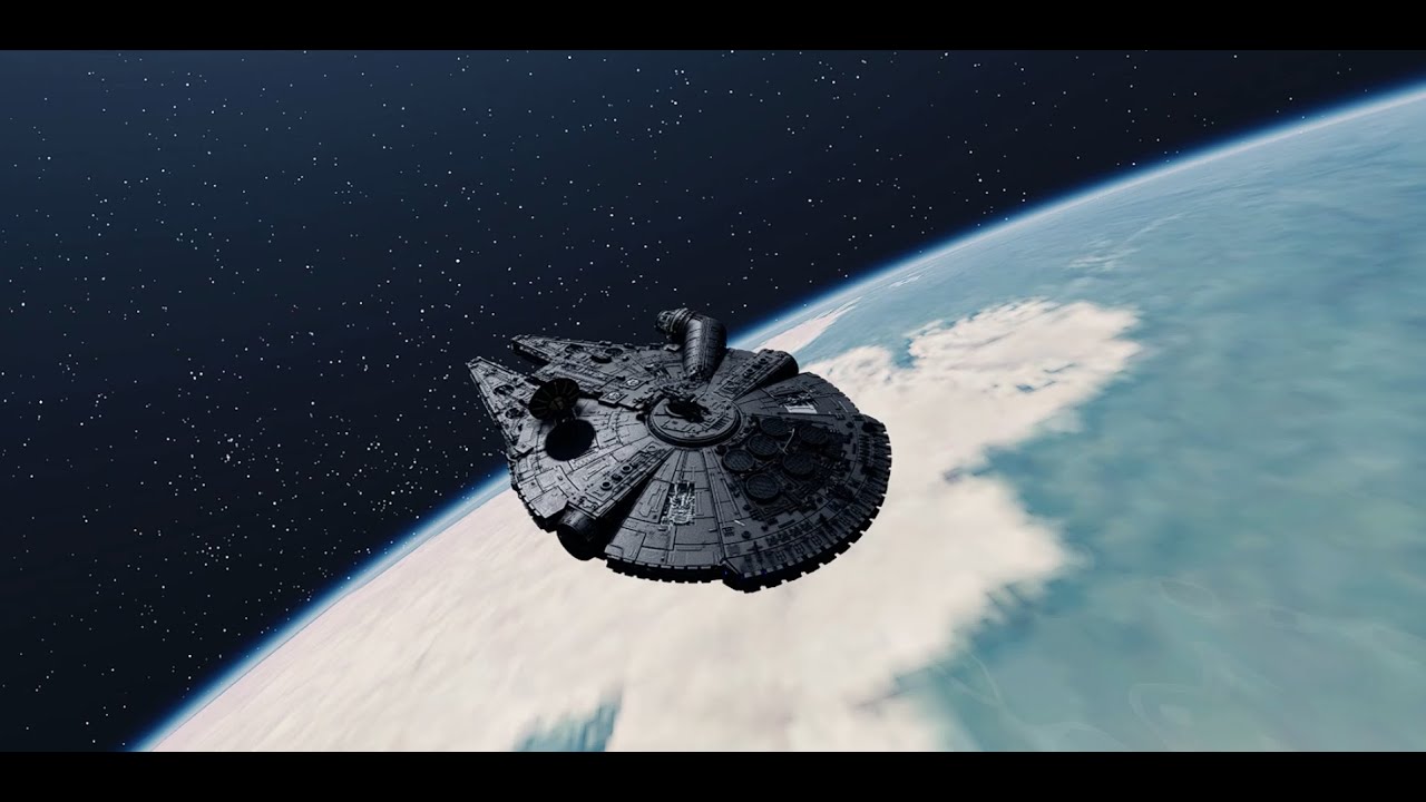 Millenium Falcon LOW FLYBY OVER PLANETS - Starfield StarWars Genesis ...