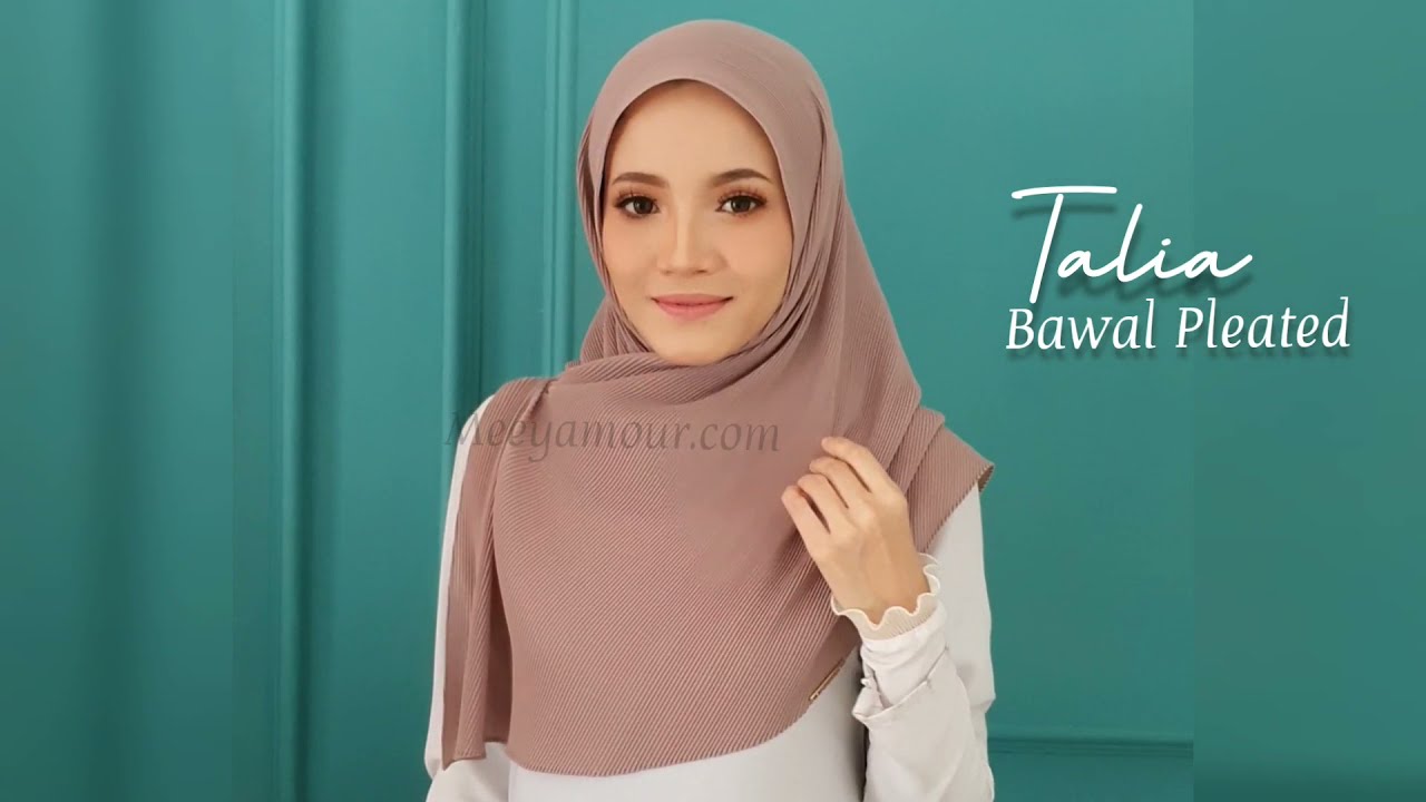 Hijab Tutorial 2022 Bawal Pleated gaya labuh easy and simple - YouTube