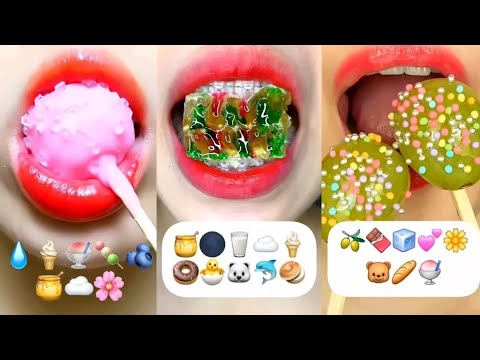 ASMR satisfying eating emoji food challenge Mukbang #27