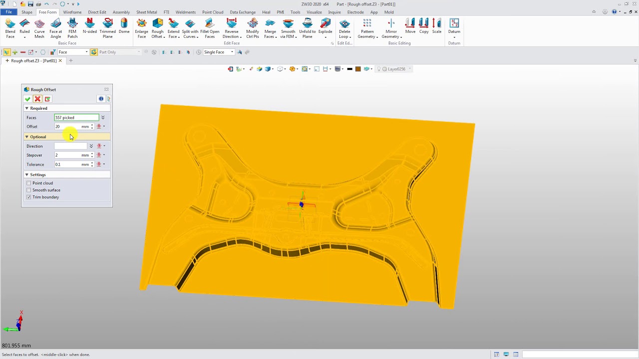 ZW3D 2020 : Rough Offset - YouTube