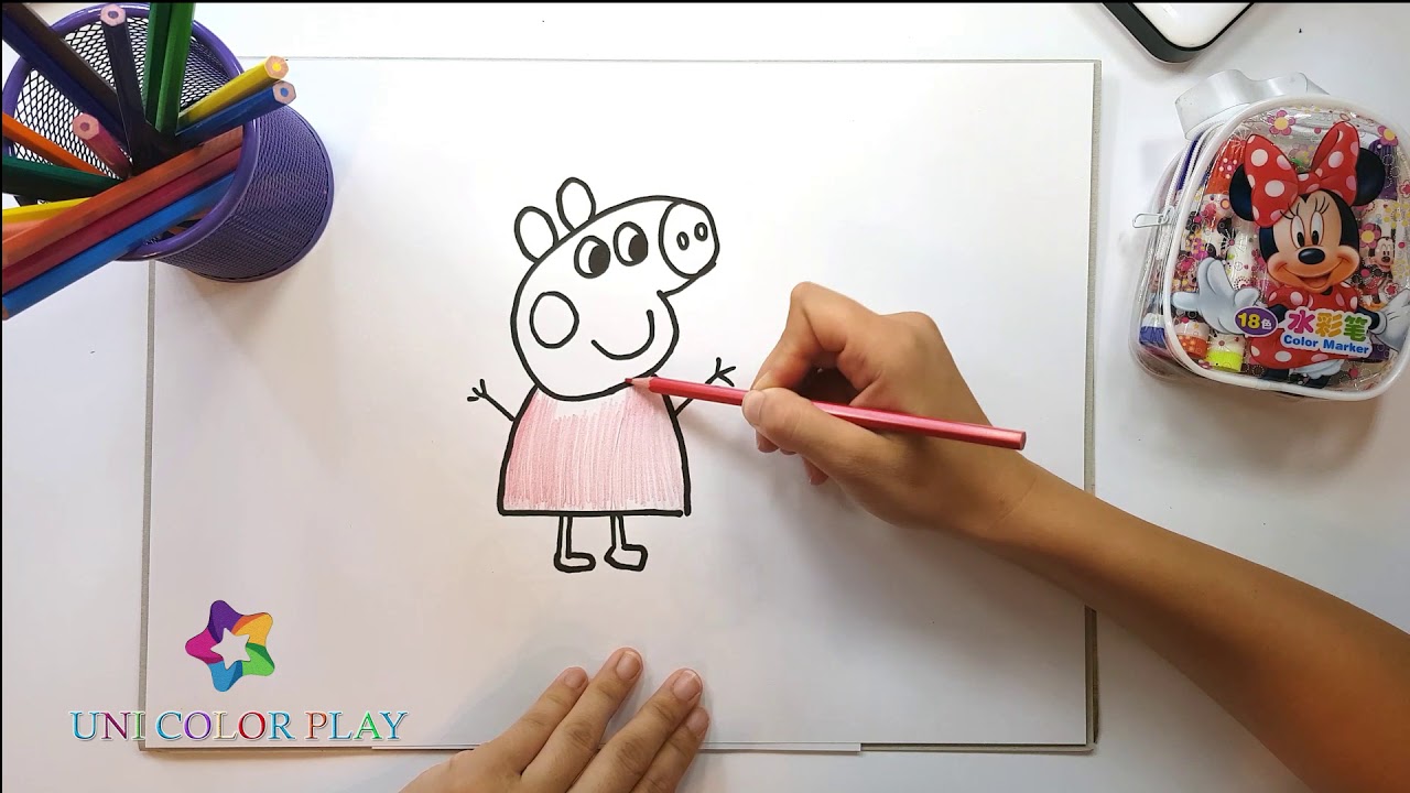 Learning how to drawing and painting Pepa Pig - YouTube
