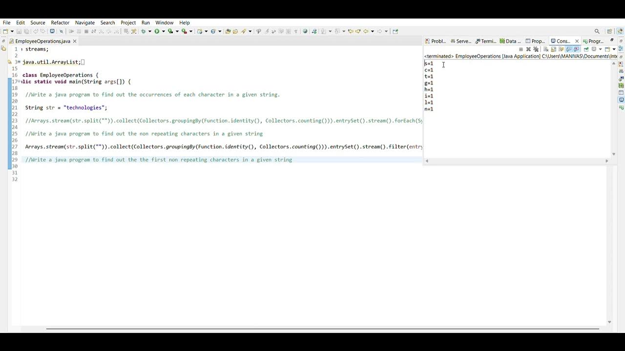Java8 Interview question to write program for finding repeating & non-repeating characters in ...