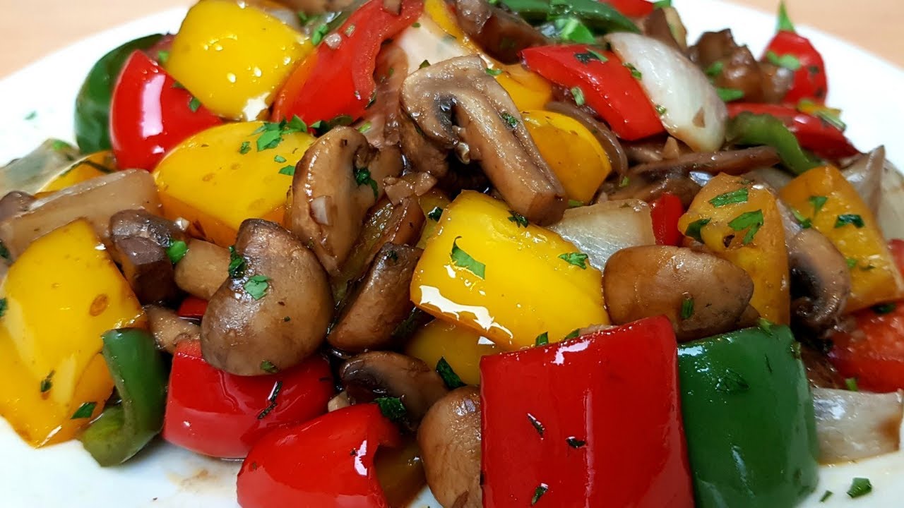 Mushrooms with vegetables in sweet and sour sauce! Simple and delicious ...