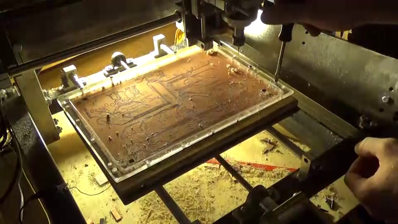 Double sided PCB milling on DIY CNC machine - YouTube