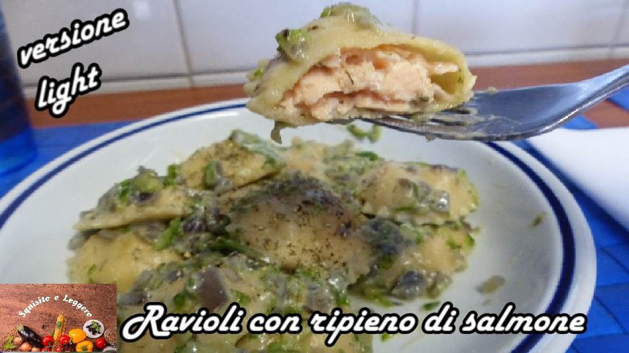 RAVIOLI CON RIPIENO DI SALMONE Buonissimi e Leggeri!!!!| PRIMI PIATTI ...