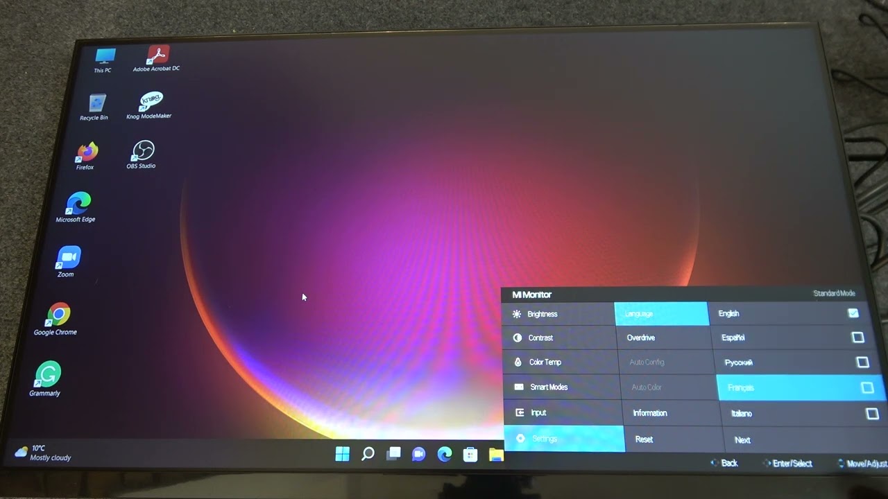 Xiaomi Dekstop Monitor Screen - How To Change Language - YouTube