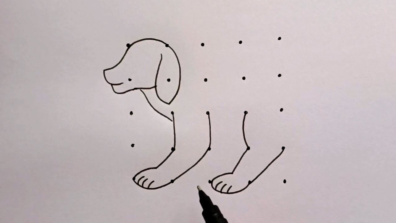 How To Draw Dog With 5x5 Dots | Dog Drawing Simple - YouTube