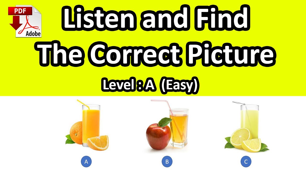 Listen & Find the Correct Picture - Levels A (easy) - Listening Test ...