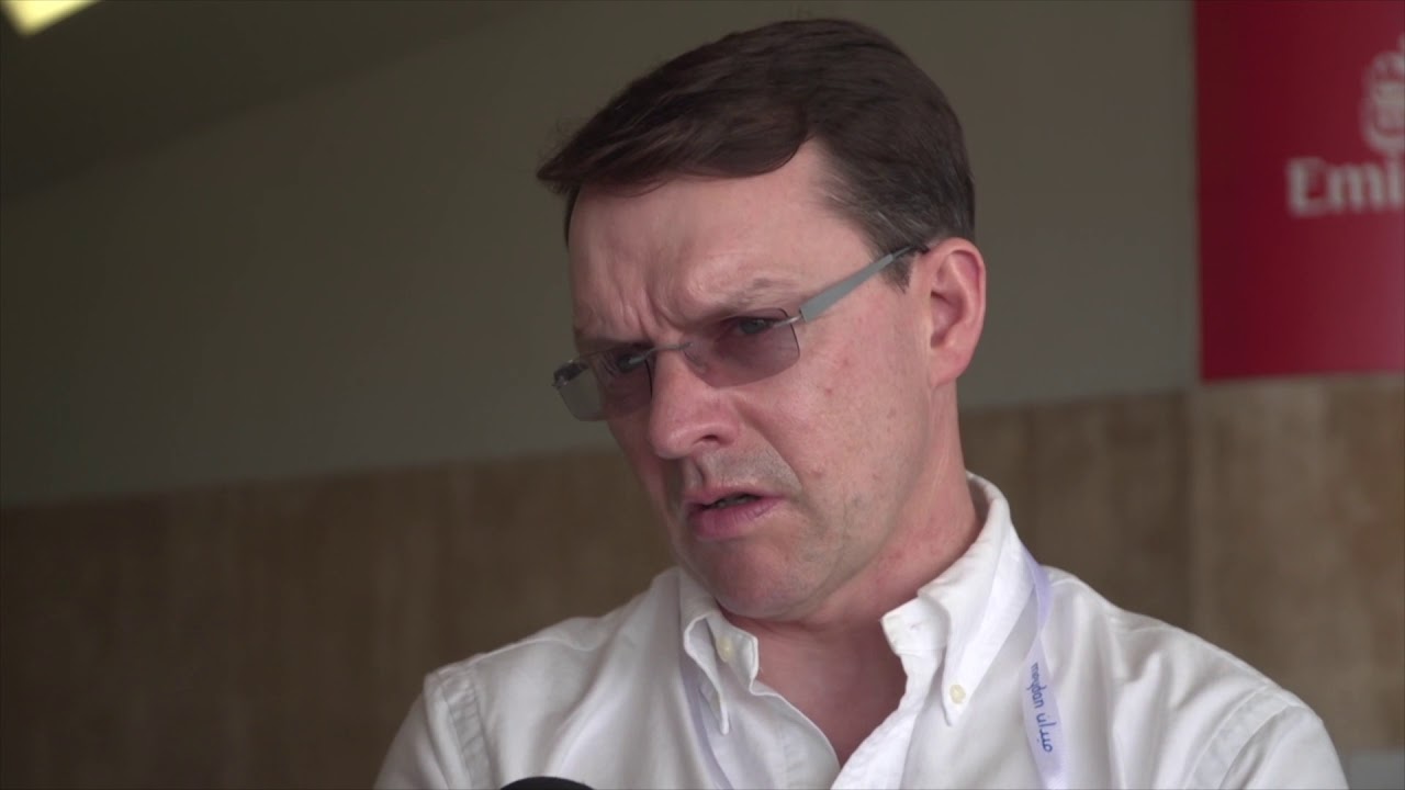 Aidan O'Brien with Rupert Bell ahead of the Dubai World Cup meeting ...