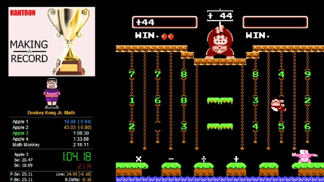 Donkey Kong Jr. Math NES Speedrun (1:42.67) - YouTube