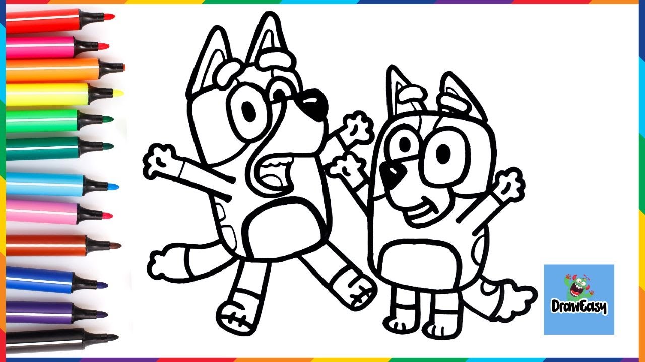 Learn How To Draw Bluey & Bingo | Bingo Drawing | Bluey Drawing - YouTube