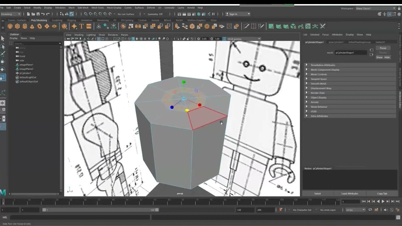 MAYA Lego modeling 1 - head - YouTube