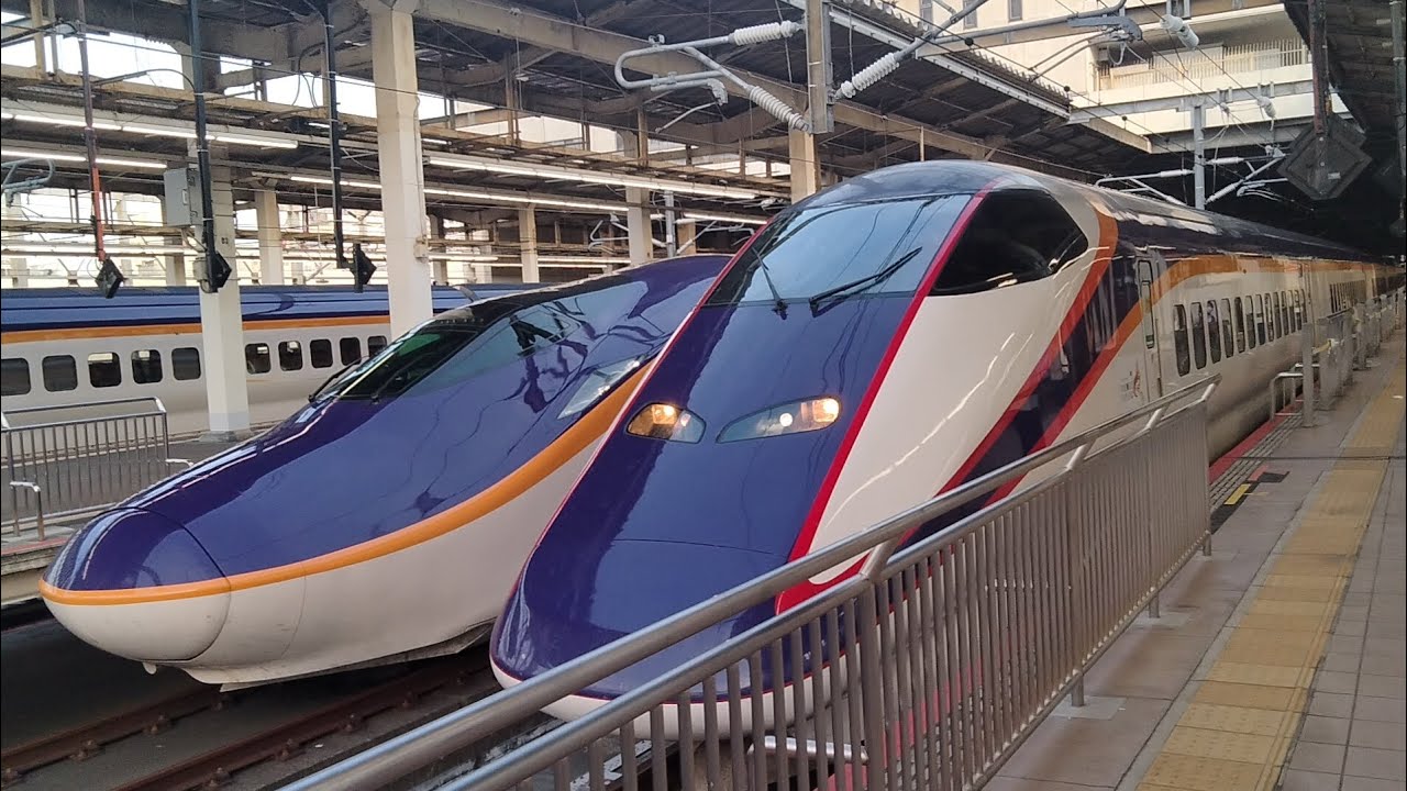 【E2系とE3系の併結運転はダイ改で見納めへ】JR東日本仙ｶﾀE3系L70編成+JR東日本E2系仙ｾｼJ72編成がやまびこ・つばさ149号として何も鳴らさずに大宮駅17番線を発車するシーン ...