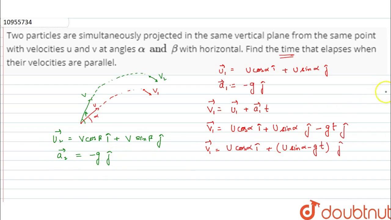 Two particles are simultaneously projected in the same vertical plane from the same point - YouTube