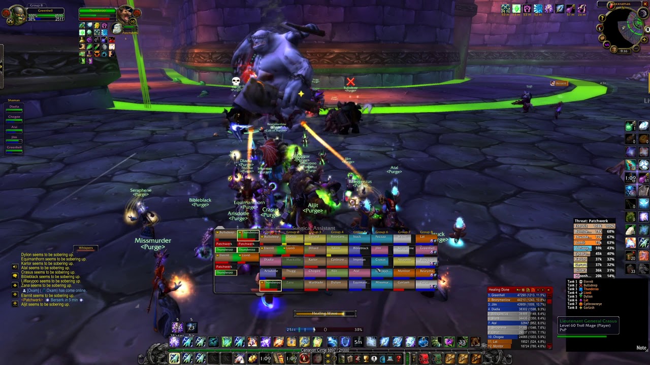 WoW Classic: Patchwerk - Naxxramas. Healer 8/8 Earthfury Tier Set ...