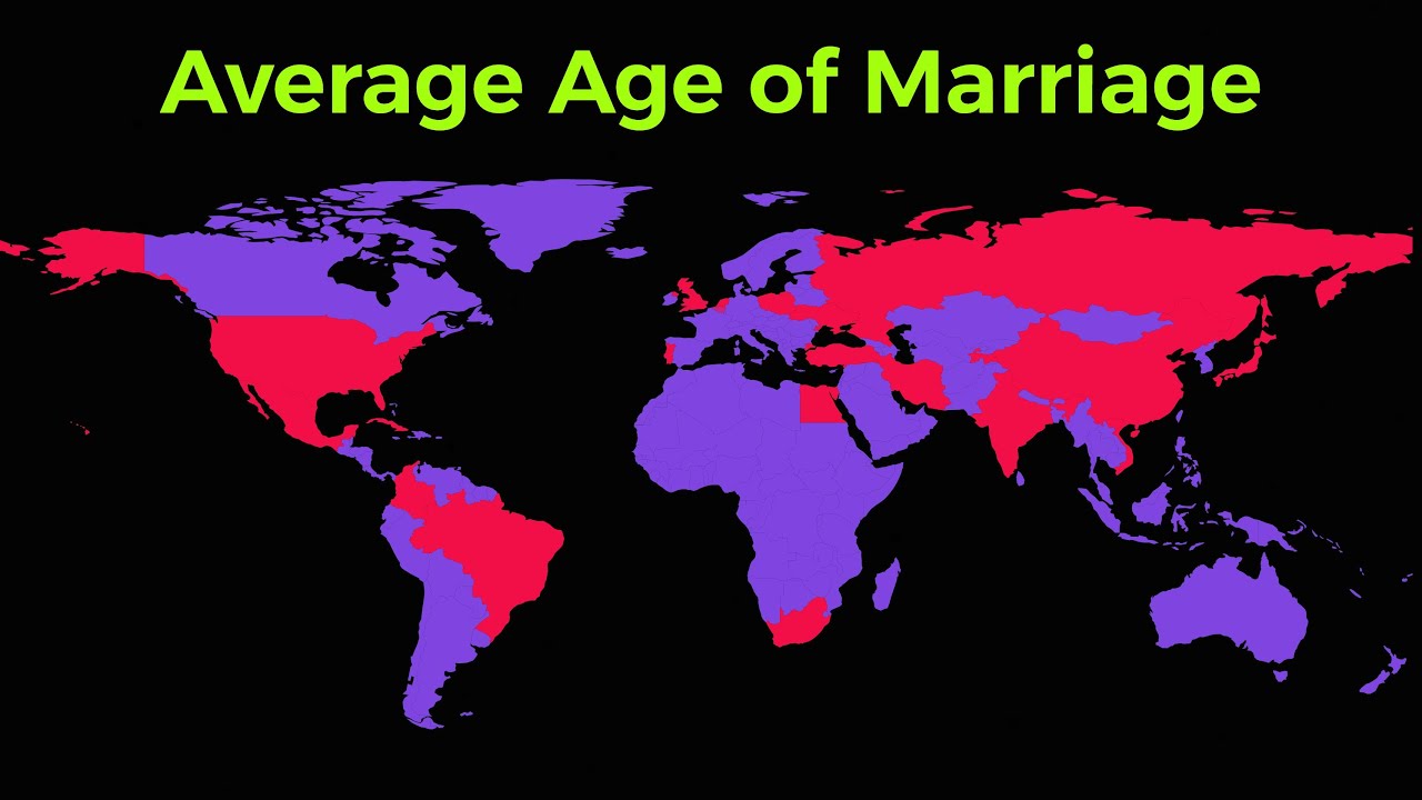 Map: Average Age of Marriage by Country - YouTube