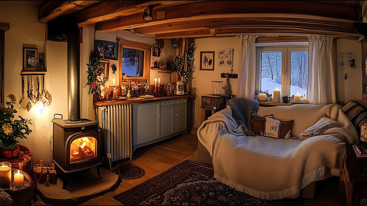 Winter’s Peaceful ASMR Crackling Fireplace, Snowfall’s Dance - Gentle ...