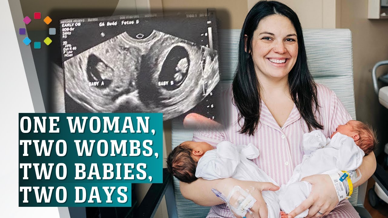 Woman with two wombs gives birth to two babies - YouTube