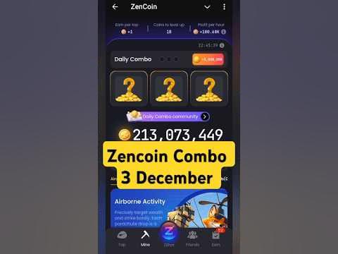Zen coin daily combo Today 3 December | Zen coin combo cards #zencoin #combo - YouTube