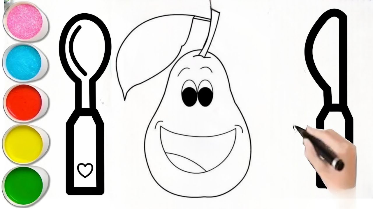 Pear Drawing, Coloring and Painting For Kids and Toddlers Child Art ...