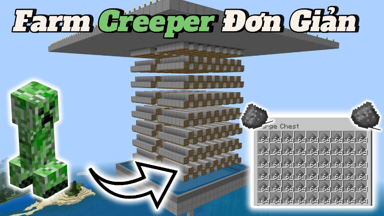 Hướng Dẫn Xây Máy Farm Creeper Đơn Giản Minecraft Bedrock 1.21 - YouTube