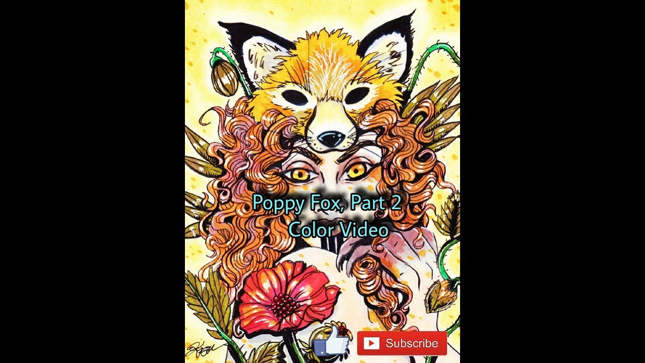 Poppy Fox, Part 2- Satisfying fantasy sketchbook coloring video! - YouTube