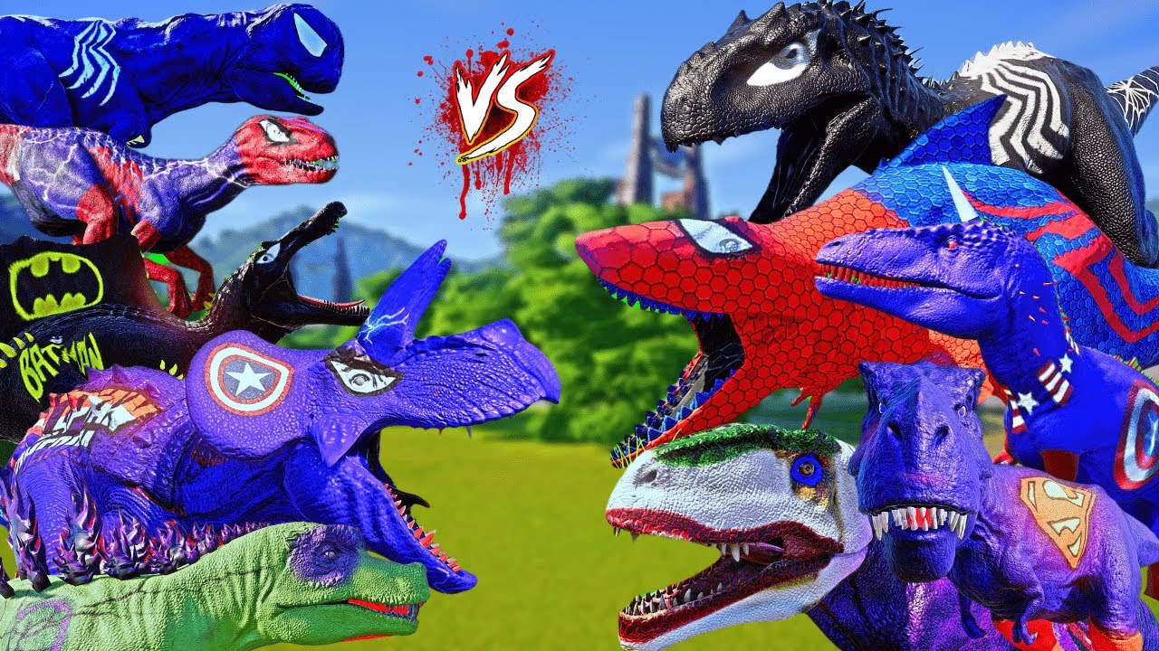 ALL MARVEL PRO SUPER HERO TEAM vs ALL DC DINO SUPER HERO TEAM in ...