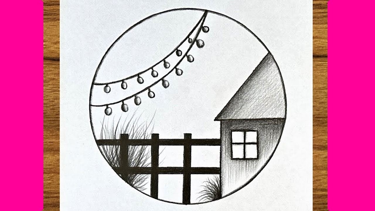 Easy Circle Scenery Drawing | Mano drawing #draw #easydrawing #creative ...