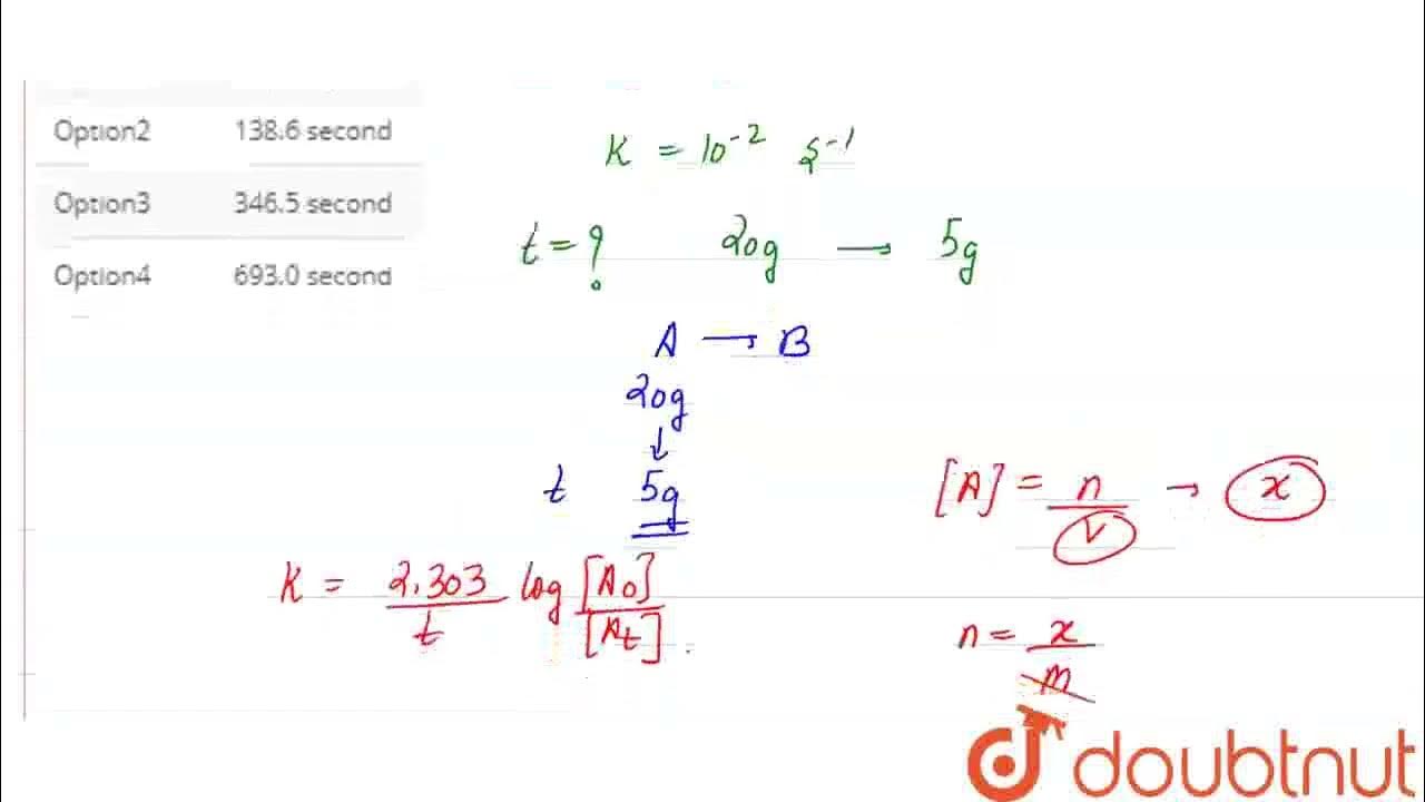 A first order reaction has a specific reaction rate of 10^(-2) s^(-1). How much time will it tak ...