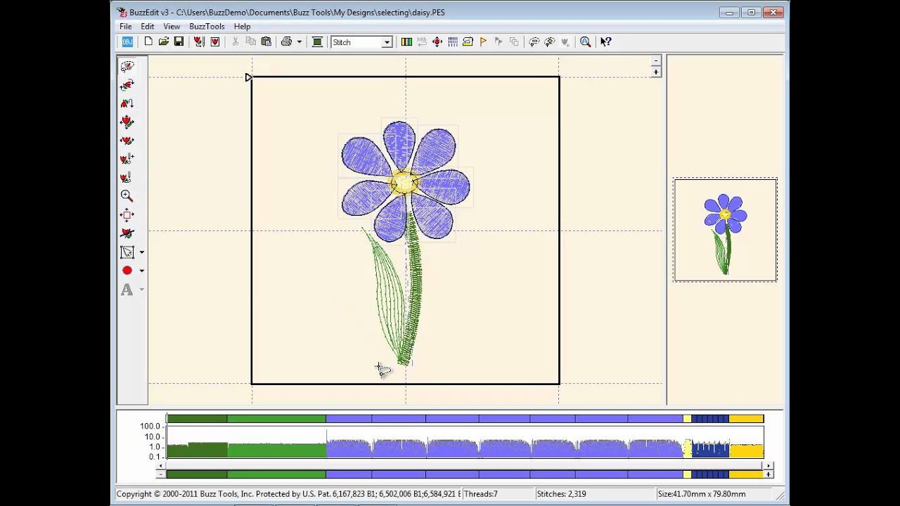 BuzzEdit v3: Selecting and Manipulating Stitches or Objects - YouTube