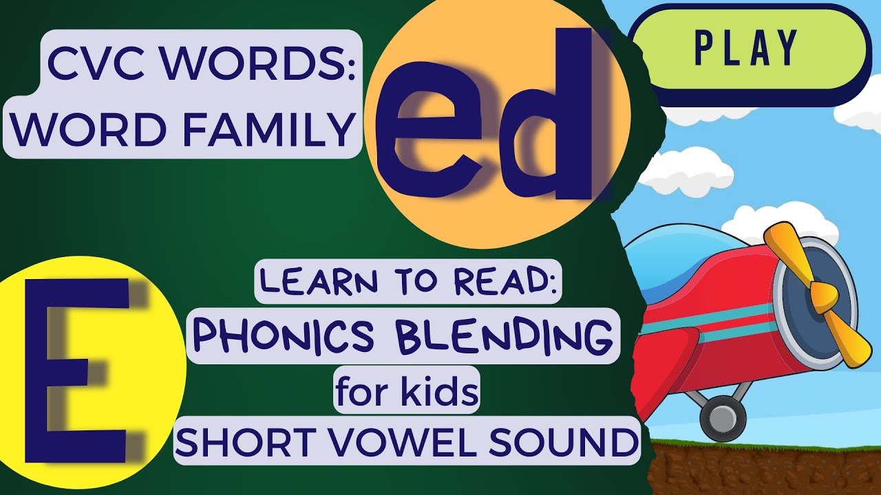 Phonics Blending word Family ED | CVC words | Short Vowel E #phonics # ...