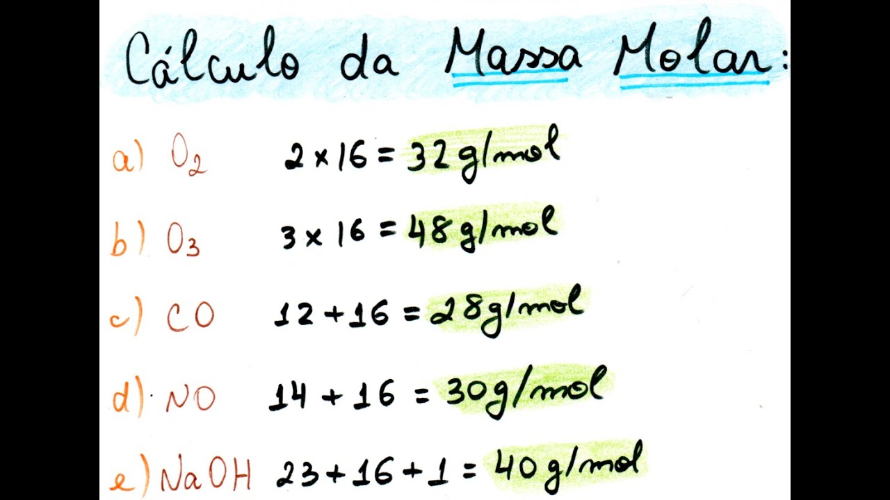 Cálculo da Massa Molar - YouTube
