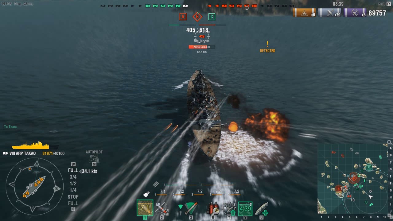 World Of Warships [ ARP Takao ] 2580 base EXP - YouTube