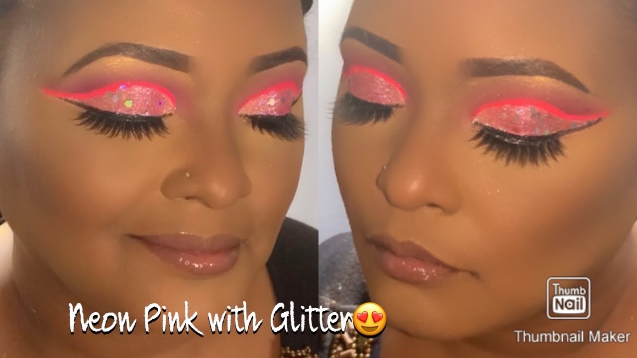 Neon Pink Glitter Cut Crease - YouTube