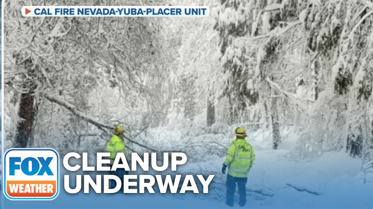 California Fire Crews Help Clean Up Snow And Conduct Rescues - YouTube
