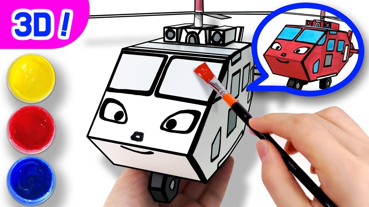 Learn Colors with Tayo l Draw a red helicopter l Learn how to draw l ...