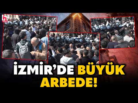 İZMİR MESLEK FABRİKASI’NDA ORTALIK KARIŞTI! Vatandaşlar barikatı aşmaya çalışıyor! İşte o anlar...