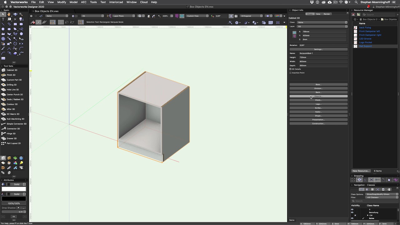 Vectorworks interiorcad 2020 - Box Objects - YouTube