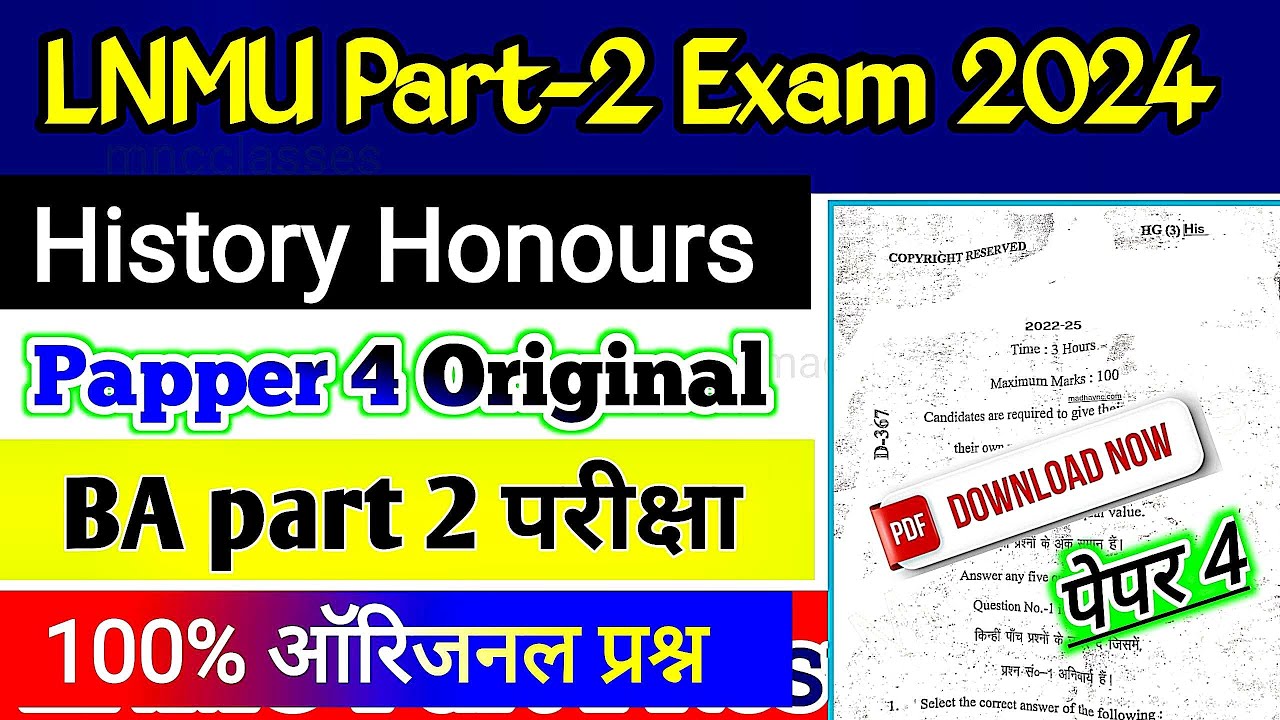 BA Part 2 history honours paper 4 original question paper with ANSWER ...