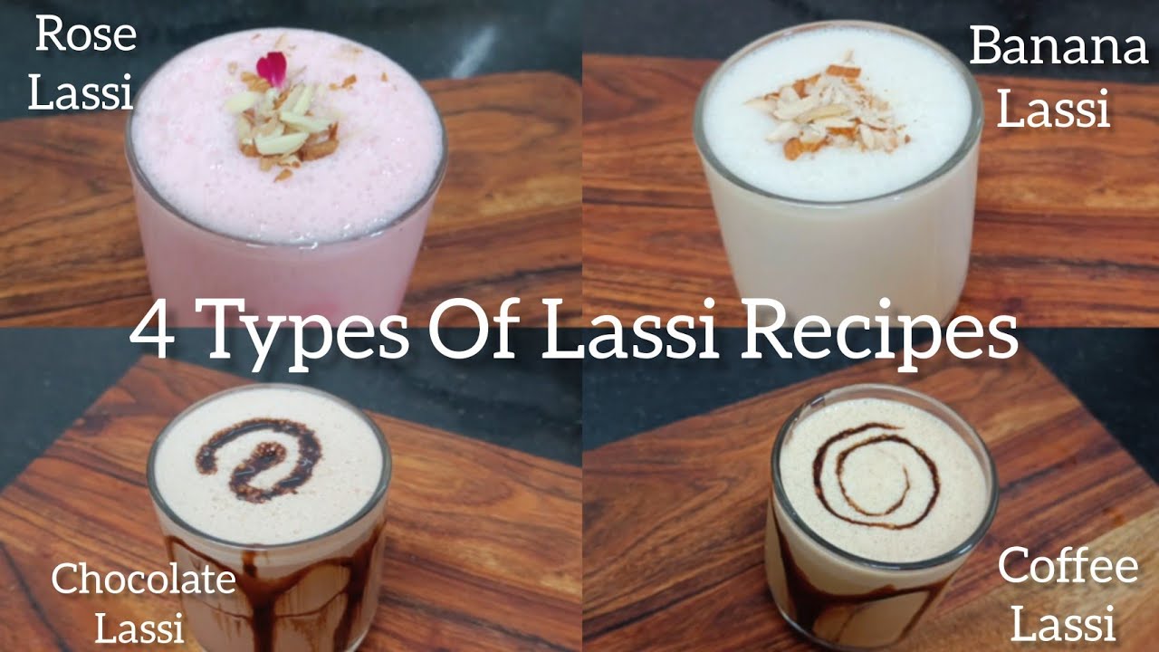 4 Types Of Lassi Recipes| Rose Lassi| Banana Lassi| Chocolate Lassi ...