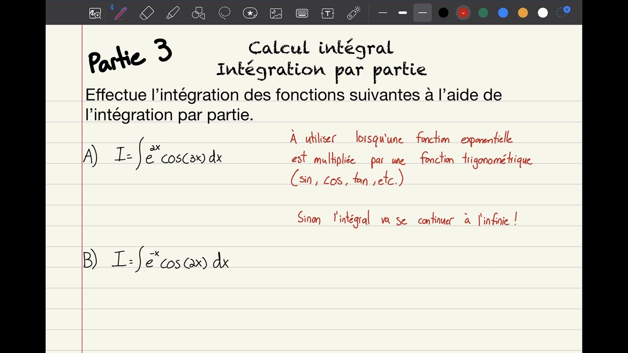 Intégration par partie du produit d'une fonction exponentielle et d'une ...
