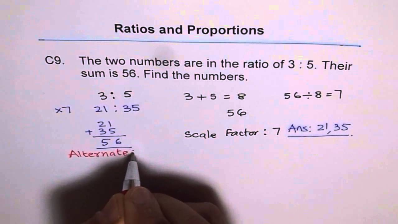 Find The Two Numbers Which Are In Ratio 3 To 5 With Sum As 56 YouTube Find The Two Numbers Which Are In Ratio 3 To 5 With Sum As 56 YouTube