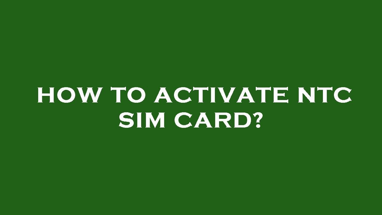 How to activate ntc sim card? - YouTube