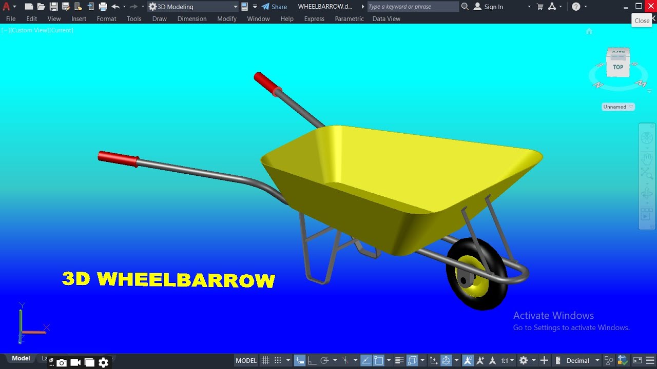 3D Wheelbarrow Design in AutoCAD: #hycadtutorials - YouTube