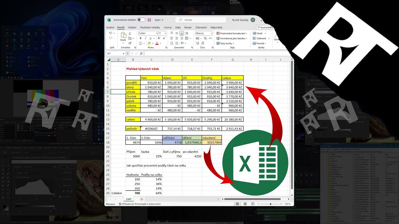 Excel pro začátečníky - Sčítání, Průměr, Násobení, Dělení, Procenta - Excel základní funkce ...