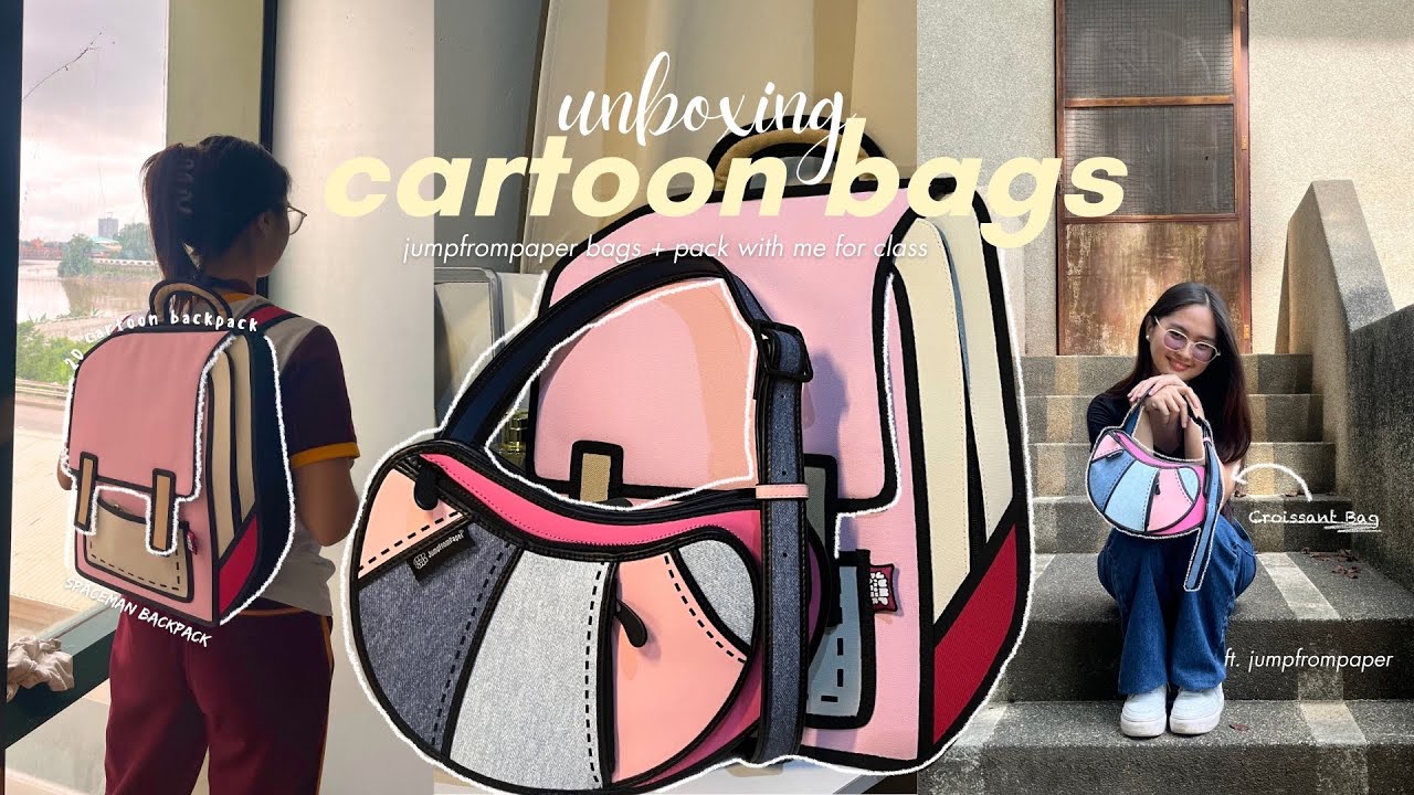 unboxing a 2D cartoon backpack 🎀 | jumpfrompaper bags + pack with me for class - YouTube