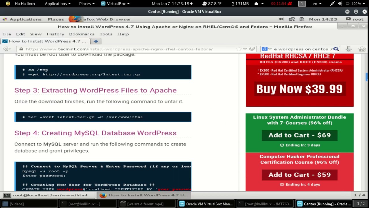LAMP server and Wordpress Installation On RHEL/Centos 7 - YouTube