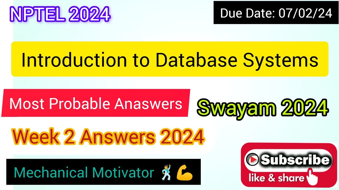 Introduction To Database Systems Week 2 Quiz Assignment 2 Solution Nptel Swayam 2024